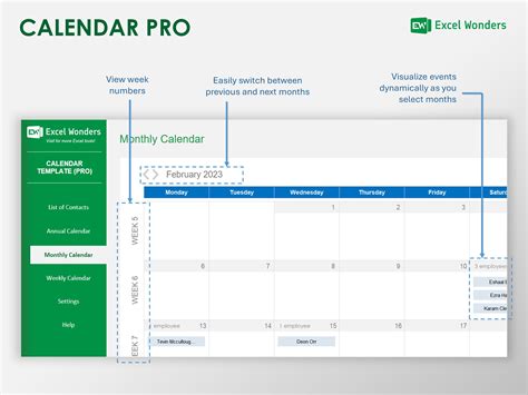 Customizable Calendar Pro Excel Template Daily Weekly Monthly Planner Digital Printable