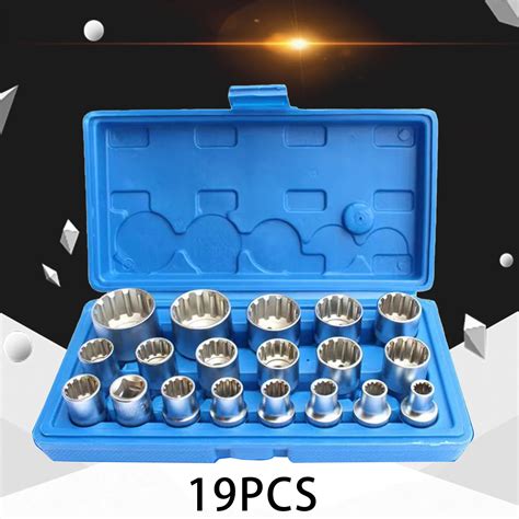 19 Pcs 1 2 Inch Torx Socket Set 12 Point Drive Torx Splined Bit Socket
