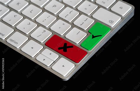 Computer Keyboard Shortcut Keys In Green Correct And Red Wrong Concept Stock Photo Adobe Stock