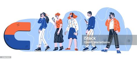 인바운드 리드 생성을 위해 사람들을 끌어 당기는 자석이있는 디지털 Seo 마케팅 개념 리드 생성에 대한 스톡 벡터 아트 및 기타 이미지 리드 생성 개발 깔때기