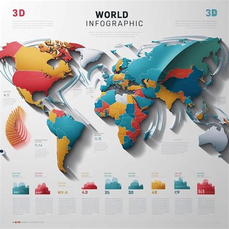 세계 지도 전문 인포그래픽 프리미엄 Ai 생성 이미지