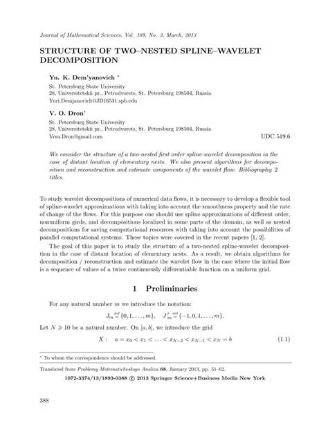 pdf structure of two nested spline wavelet decomposition dokumen tips