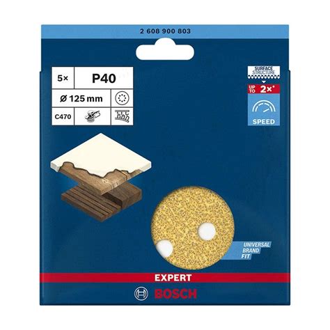 Disco Abrasivo Lijadora Excéntrica Bosch C470 ø 125 Mm Grano 40 8 Perforaciones 1413h159
