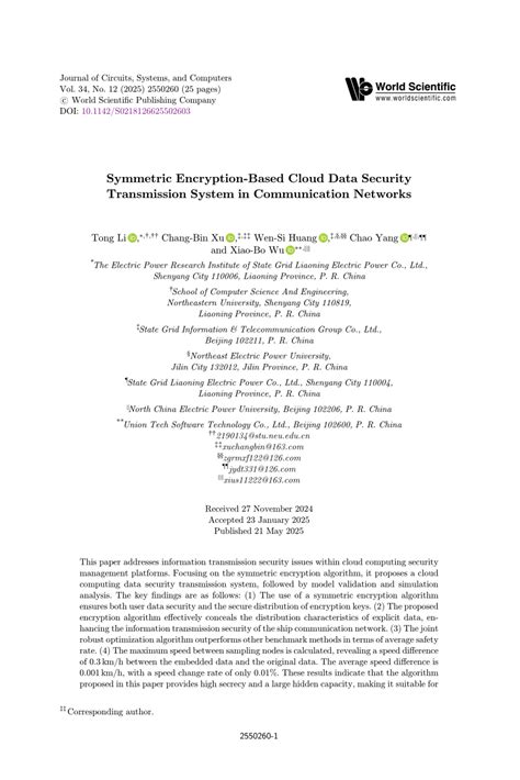Symmetric Encryption Based Cloud Data Security Transmission System In Communication Networks