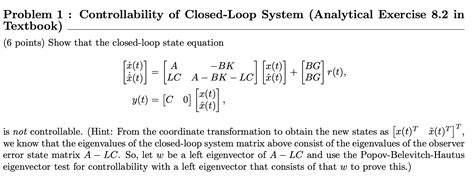Solved Problem 1 ﻿ Controllability Of Closed Loop System