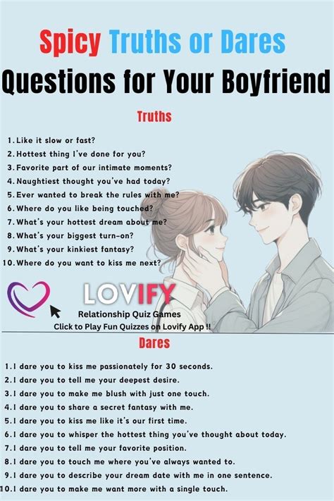 Spicy Truths Or Dares Questions For Your Boyfriend Click Here To Play