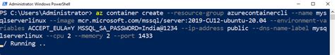 Create Azure Container Instances For SQL Server Using Azure CLI