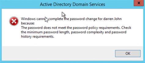 Windows Error Code X C When Resetting A Password Using ADUC