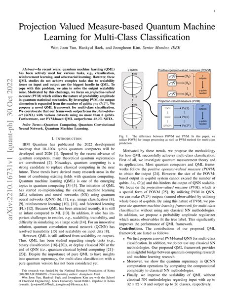Pdf Projection Valued Measure Based Quantum Machine Learning For Multi Class Classification