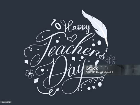 행복한 선생님의 날 손 레터링 벡터 일러스트 레이 션 디자인 장식 낙서 축하 0명에 대한 스톡 벡터 아트 및 기타 이미지 0명 10월 2022년 Istock
