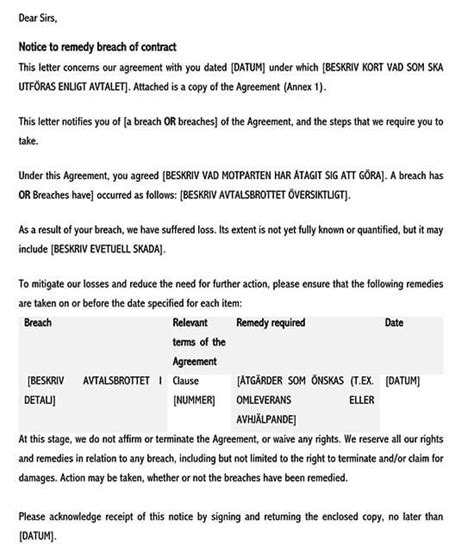 Writing A Breach Of Contract Notice Free Templates And Samples