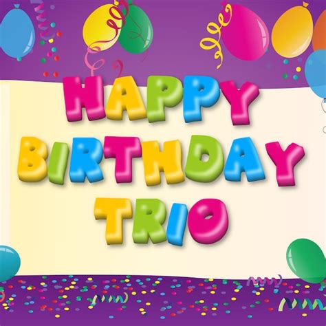 Premium Photo Happy Birthday Trio Gold Confetti Cute Balloon Card