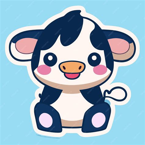 Premium Vector Cute Cow Kawaii Hand Drawn Cartoon Sticker Icon