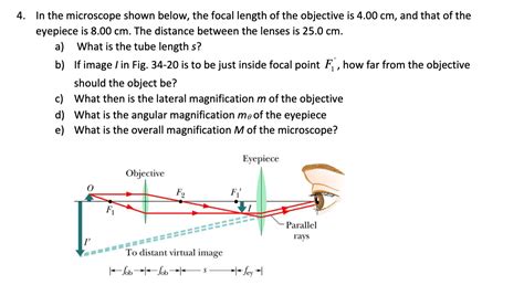Solved 4 In The Microscope Shown Below The Focal Length Of