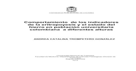 Comportamiento De Los Indicadores De La Eritropoyesis Y El · Eritropoyesis Y Del Estado Del
