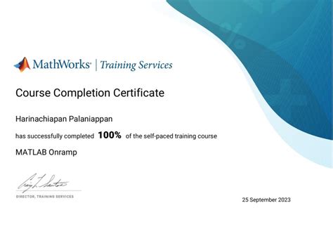Completed Matlab Onramp Course With 100 Progress Harinachiappan