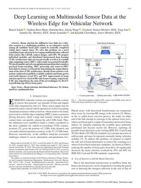 2022 Deep Learning On Multimodal Sensor Data At The Wireless Edge For
