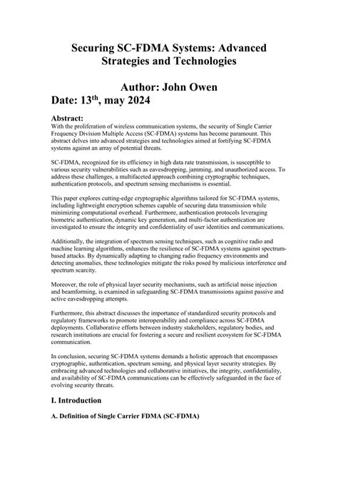 Pdf Securing Sc Fdma Systems Advanced Strategies And Technologies