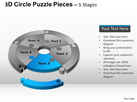 D Circle Puzzle Diagram Stages Slide Layout Ppt Templates PowerPoint Templates