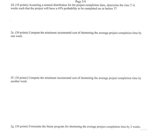 solved 2 an automation project has the following activities
