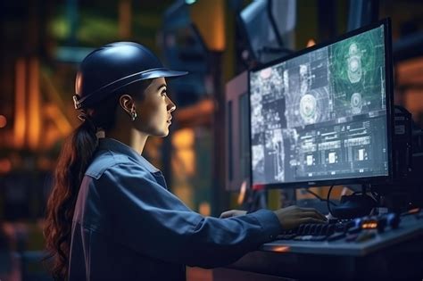Premium AI Image | engineer woman in safety helmet and uniforms on Big ...