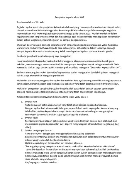 Pidato Isal Bersyukur Kepada Allah Swt Pdf