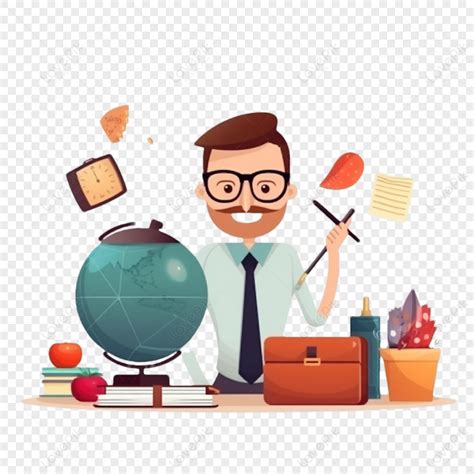 스승의 날 남성 교사 녹색 지구 만화 몸짓 나누는 Png 일러스트 무료 다운로드 Lovepik