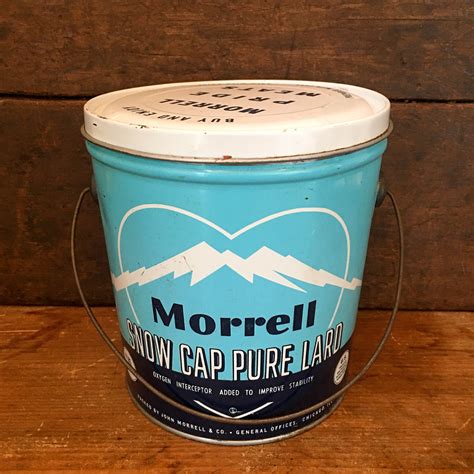 Mid Century Morrell Lard Tin Day Trip Treasures