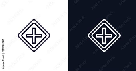 Intersection Sign Icon Thin Line Intersection Sign Icon From Traffic Signs Collection Outline