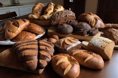 A Variety Of Different Types Of Bread From Sourdough And Whole Wheat To Rye And Challah Stock