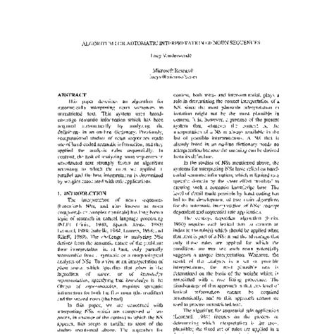 Algorithm For Automatic Interpretation Of Noun Sequences Acl Anthology