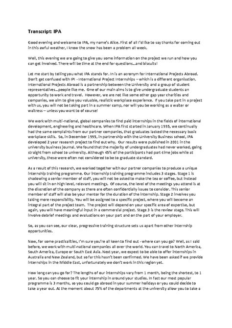 Transcript Ipa Notes Transcript Ipa Good Evening And Welcome To Ipa My Name S Alice First