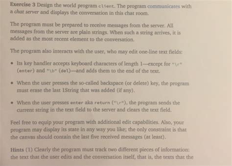Solved Exercise 3 Design The World Program Client The