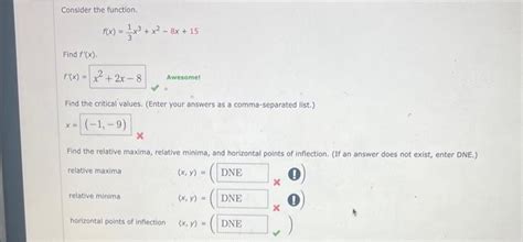 solved consider the function f x 31x3 x2−8x 15 find f′ x