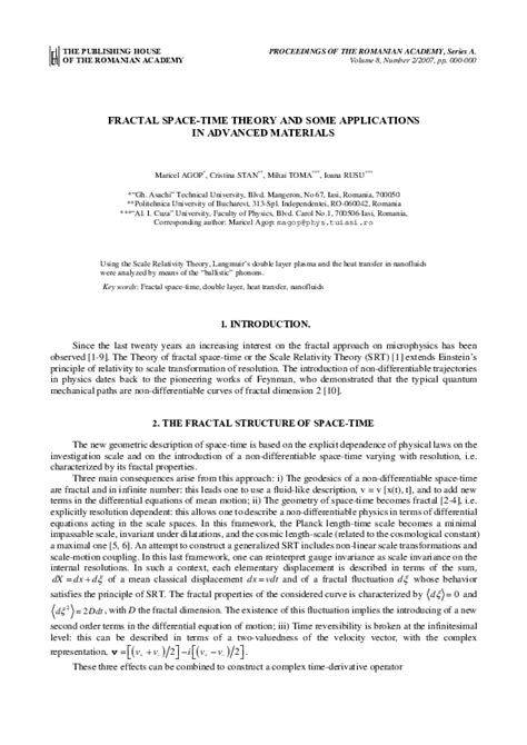 Pdf Fractal Space Time Theory And Some Applications In Advanced Materials