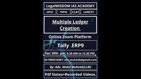 multiple ledgers in tally erp 9 creation youtube