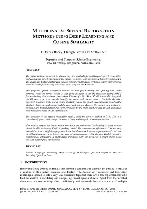 pdf multilingual speech recognition methods using deep learning and