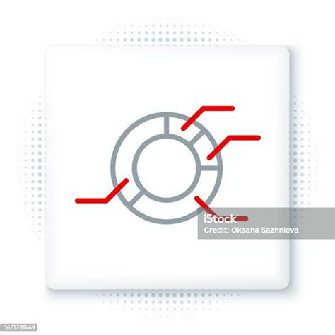 흰색 배경에 격리 된 라인 파이 차트 인포 그래픽 아이콘 다이어그램 차트 기호입니다 다채로운 개요 개념 벡터 0명에 대한 스톡
