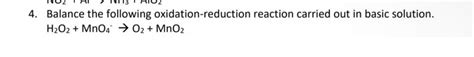 Solved Balance The Following Oxidation Reduction Reaction