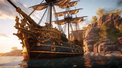 Premium Ai Image Treasure Map Spanish Galleon Fleet Sailing Ship