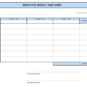 Printable PDF Weekly Timesheet Templates Printable Timesheet Time
