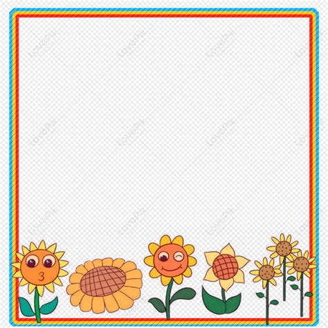 Sun Flower Border Cute Frame Colorful Cute Cute Drawing Png