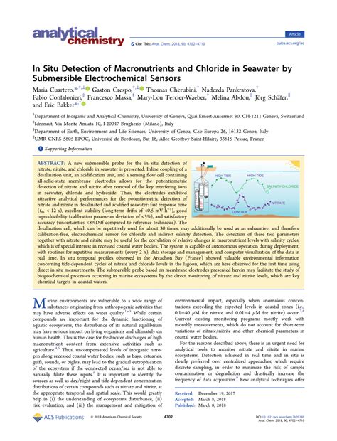 Pdf In Situ Detection Of Macronutrients And Chloride In Seawater By