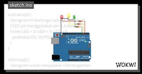 LED Menyala Bergantian Wokwi ESP32 STM32 Arduino Simulator