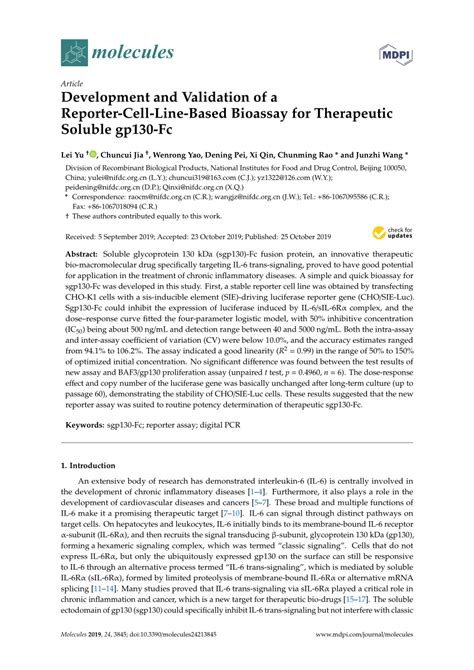 Pdf Development And Validation Of A Reporter Cell Line Based Bioassay