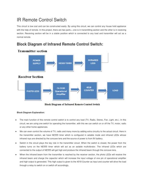Block Diagram Of Infrared Remote Control Switch Pdf Amplifier