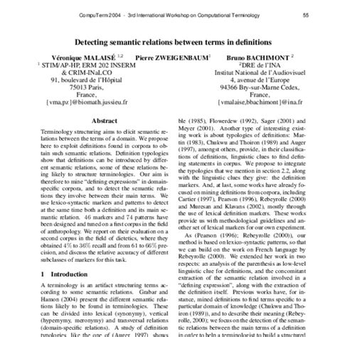 Detecting Semantic Relations Between Terms In Definitions Acl Anthology