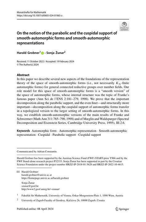 pdf on the notion of the parabolic and the cuspidal support of smooth