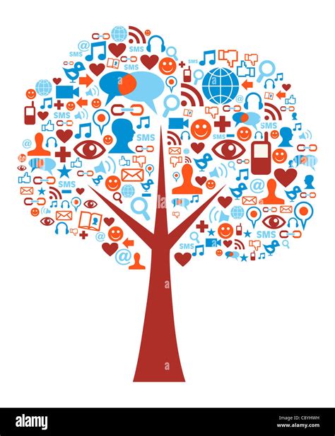 Social Media Icons Set In Tree Shape Composition Stock Photo Alamy