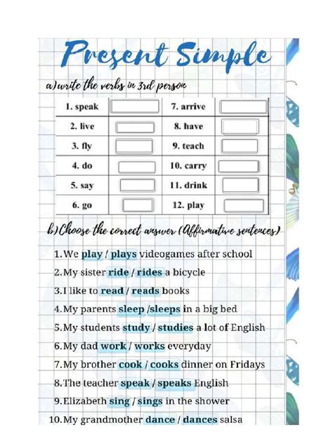 Present Simple Worksheet Pdf